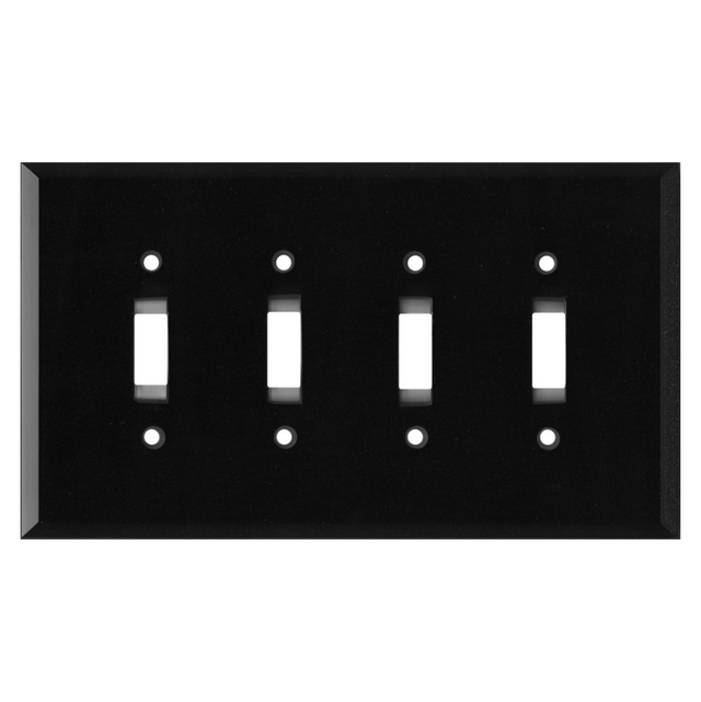 Stunning 4 Toggle Glass Mirror Light Switch Covers - Black with Blue ...